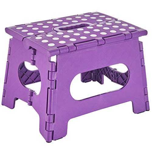 Simplized Folding Step Stool - 9" Heavy Duty Convenient One-Hand Operation Stool with Anti-Slip Surface & Rubber Feet - Lightweight & Sturdy Stepping Stool for Adults and Teens (Purple - Pack of 2)