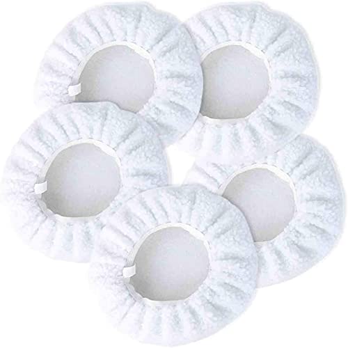 Gcoygip Car Polishing Bonnet Pads, 5PCS Lamb Wool Polishing Buffing Pad Wool Bonnet Pad, Car Polisher Pad Applicator Pad Buffling Car Buffer Waxer for Car Care-White (9-10 Inch)