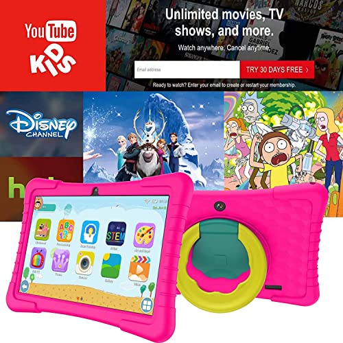 Kids Tablet, 10 inch Tablet for Kids Android 12 Tablet 2GB 64GB Toddler Tablet APP Preinstalled & Parent Control Children Tablet with WiFi, 8000mAh Battery, Dual Camera, Netflix, YouTube(Pink)