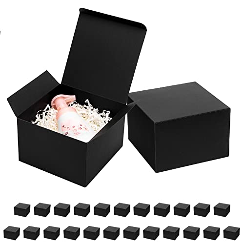 Mcfleet Black Gift Boxes with Lids 6x6x4 Inches 25 Pack Groomsmen Proposal Boxes Cardboard Gift Box for Presents, Craft Boxes for Christmas, Wedding, Graduation, Holiday, Birthday Gift Packaging