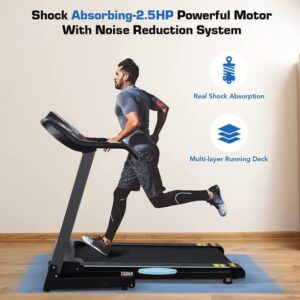 Automatic Incline Treadmill 12-Levels Treadmills Foladable Electric Motorized Running Machine Exercise Equipment 2.5HP Treadmill Running Walking Machine Work for Home Fitness Workout Use Blue