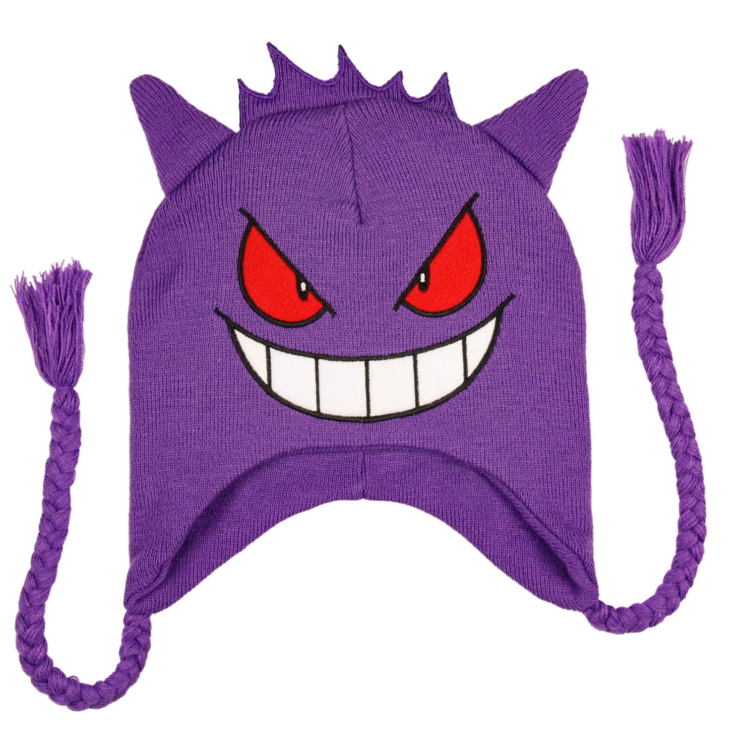 Bioworld Pokemon Gengar Face 3D Laplander Beanie Skull Cap Purple