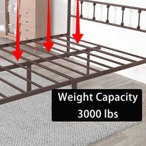 Ponsalion Queen-Bed-Frame with-Headboard and-Footboard Set - Platform Bed Frame Queen Size,16 Inches High,no Box Spring Needed,Easy to Assemble(Brown)