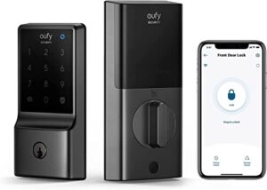 eufy security smart lock c210, 5-in-1 keyless entry door lock, built-in wifi deadbolt, smart door lock, no bridge required, easy installation, touchscreen keypad, app remote control, bhma cert