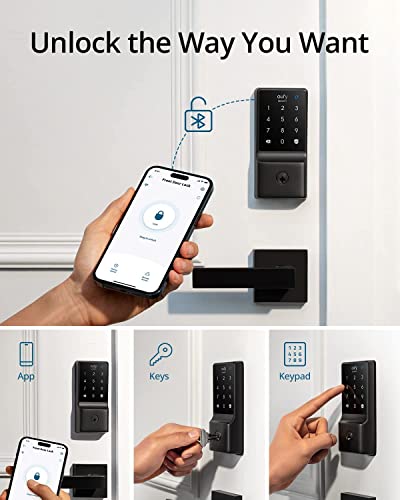 eufy Security Smart Lock C210, 5-in-1 Keyless Entry Door Lock, Built-in WiFi Deadbolt, Smart Door Lock, No Bridge Required, Easy Installation, Touchscreen Keypad, App Remote Control, BHMA Cert