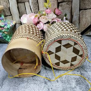 Heavens Tvcz Bamboo Sticky Rice Serving Basket Handmade 100% Kratip Container Thai Laos Traditional Weave Wickerwork Based Travel Picnic Based Dye Food Safe Family Size 5.00 Inch Diameter