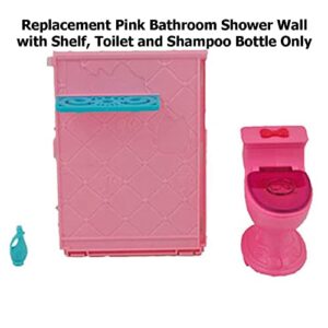 Replacement Parts for Barbie Dream House Playset - X7949 ~ Includes Pink Bathroom Shower Wall with Shelf, Toilet and Shampoo Bottle