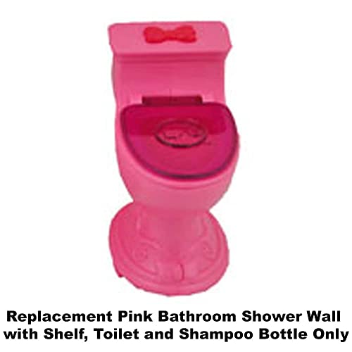 Replacement Parts for Barbie Dream House Playset - X7949 ~ Includes Pink Bathroom Shower Wall with Shelf, Toilet and Shampoo Bottle