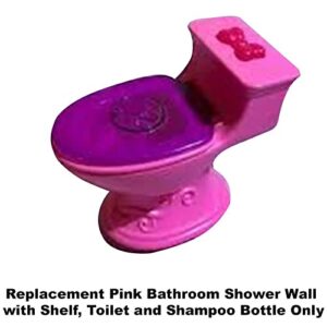 Replacement Parts for Barbie Dream House Playset - X7949 ~ Includes Pink Bathroom Shower Wall with Shelf, Toilet and Shampoo Bottle