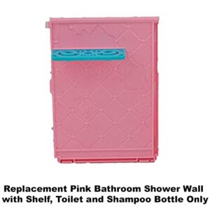 Replacement Parts for Barbie Dream House Playset - X7949 ~ Includes Pink Bathroom Shower Wall with Shelf, Toilet and Shampoo Bottle