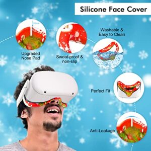 YIZEIJOB VR Accessories for Meta Quest 2, Protective Silicone Cover Set Compatible with Oculus Quest 2, Chrismas Gift Unique Patterns to Dress Up Quest 2 Headset & Controllers