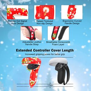 YIZEIJOB VR Accessories for Meta Quest 2, Protective Silicone Cover Set Compatible with Oculus Quest 2, Chrismas Gift Unique Patterns to Dress Up Quest 2 Headset & Controllers