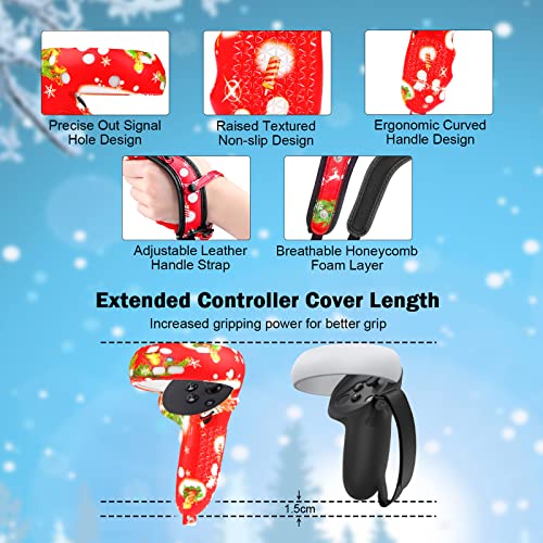 YIZEIJOB VR Accessories for Meta Quest 2, Protective Silicone Cover Set Compatible with Oculus Quest 2, Chrismas Gift Unique Patterns to Dress Up Quest 2 Headset & Controllers