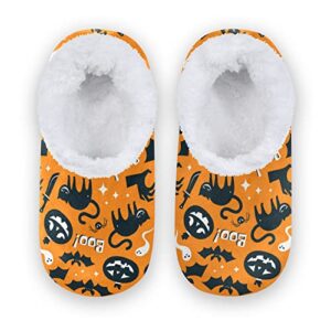 halloween pumpkin pattern boys girls house slippers skull spider web ghost kids toddler home shoes winter indoor shoes xs