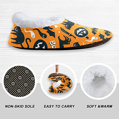 Halloween Pumpkin Pattern Boys Girls House Slippers Skull Spider Web Ghost Kids toddler Home Shoes Winter Indoor shoes XS