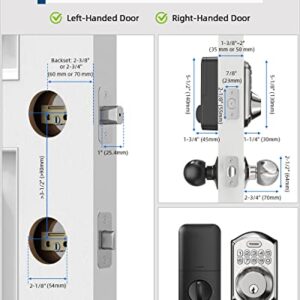 TEEHO TE001K Keyless Entry Door Lock with Handle - Electronic Keypad Deadbolt with Door Knob - Deadbolt Smart Lock for Front Door - Auto Lock - Easy Installation - Satin Nickel