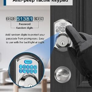 TEEHO TE001K Keyless Entry Door Lock with Handle - Electronic Keypad Deadbolt with Door Knob - Deadbolt Smart Lock for Front Door - Auto Lock - Easy Installation - Satin Nickel