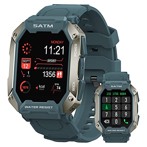 AMAZTIM Smart Watches for Men,50M Waterproof Rugged Military Grade Bluetooth Call(Answer/Dial Calls)，Health Tracker for Android Phones and iPhone Compatible,1.72" Heart Rate/Blood Pressure Watch