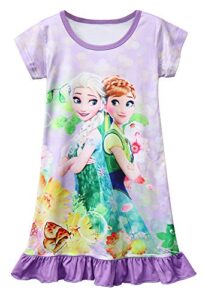 aovclkid little girls princess casual cartoon printed dress up(6 years,purple)