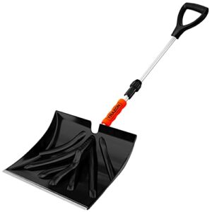 snow shovel for driveway car home garage - portable folding snow shovel with retractable ergonomical handle and large capacity for snow removal - heavy duty metal collapsible shovel removal, model2022