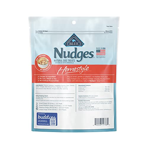 Blue Buffalo Nudges Homestyle Natural Dog Treats, Chicken, 10oz Bag