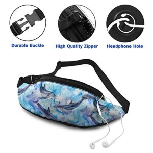 Sea Blue With Dolphins Fanny Pack Fashion Waist Bag