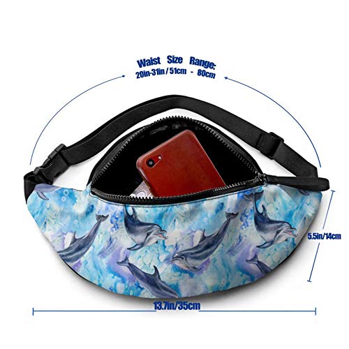 Sea Blue With Dolphins Fanny Pack Fashion Waist Bag