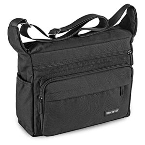 Messenger Bag for Men,Small Messenger Bag Black Canvas Crossbody Bag for Women Satchel Travel Shoulder Purse