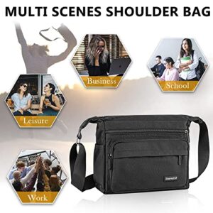 Messenger Bag for Men,Small Messenger Bag Black Canvas Crossbody Bag for Women Satchel Travel Shoulder Purse