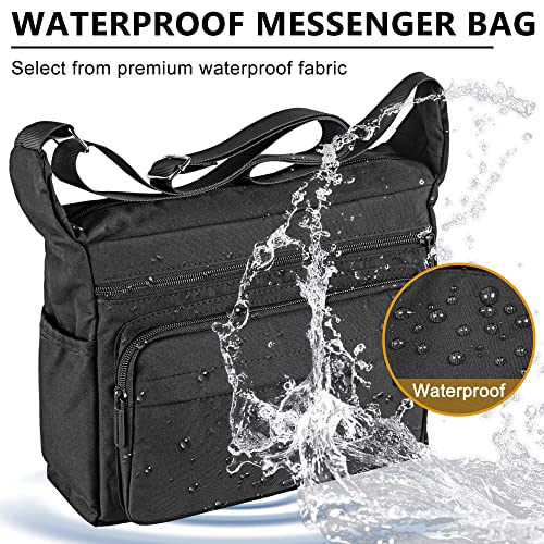 Messenger Bag for Men,Small Messenger Bag Black Canvas Crossbody Bag for Women Satchel Travel Shoulder Purse