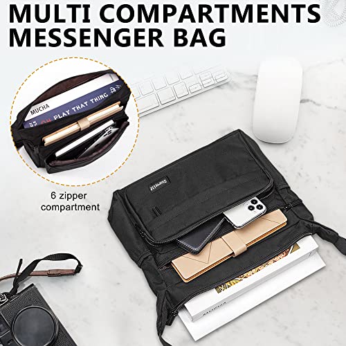 Messenger Bag for Men,Small Messenger Bag Black Canvas Crossbody Bag for Women Satchel Travel Shoulder Purse