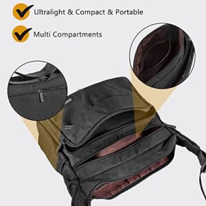 Messenger Bag for Men,Small Messenger Bag Black Canvas Crossbody Bag for Women Satchel Travel Shoulder Purse