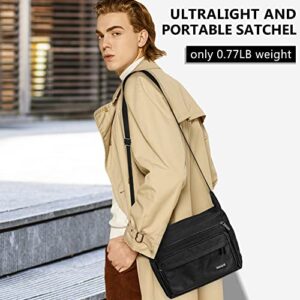 Messenger Bag for Men,Small Messenger Bag Black Canvas Crossbody Bag for Women Satchel Travel Shoulder Purse