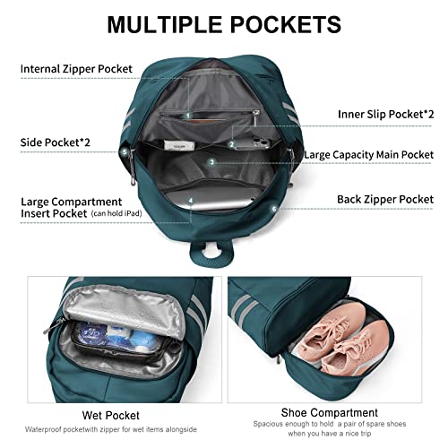 Gym Backpack for Women with Shoes Compartment & Wet Pocket, Large Women Travel Backpack Water Resistant, Sports Swimming Backpack Gym Bag