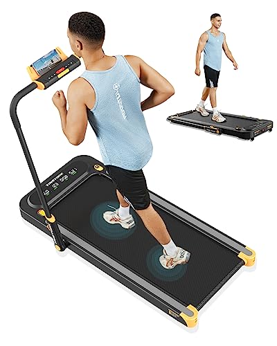 TIMETOOK Under Desk Treadmill, 2 in 1 Folding Treadmill 2.5HP Walking Treadmill with 265lb Weight Capacity, Walking Pad Design, Electric Foldable Treadmill for Home Office