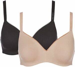 calvin klein womens 2 pack microfiber wirefree bra (as1, alpha, m, regular, regular, black/honey, medium)