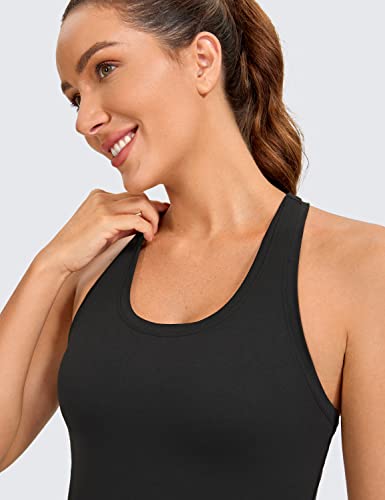 CRZ YOGA Women's Butterluxe Workout Tank Tops Racerback Tank Yoga Sleeveless Top Camisole Athletic Gym Shirt Black Large