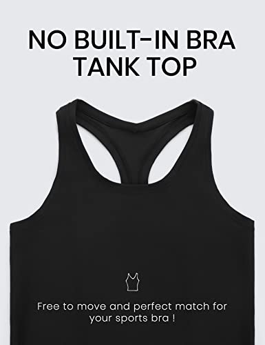 CRZ YOGA Women's Butterluxe Workout Tank Tops Racerback Tank Yoga Sleeveless Top Camisole Athletic Gym Shirt Black Large