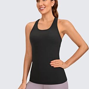 CRZ YOGA Women's Butterluxe Workout Tank Tops Racerback Tank Yoga Sleeveless Top Camisole Athletic Gym Shirt Black Large