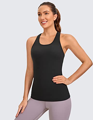 CRZ YOGA Women's Butterluxe Workout Tank Tops Racerback Tank Yoga Sleeveless Top Camisole Athletic Gym Shirt Black Large