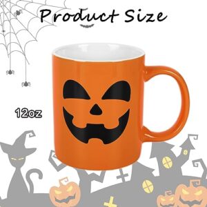 Whaline 4Pcs Halloween Mug Set 12oz Pumpkin Cat Monster Ghost Holiday Coffee Mug Halloween Ceramic Matching Mugs for Home School Office Table Centerpieces Housewarming Gift