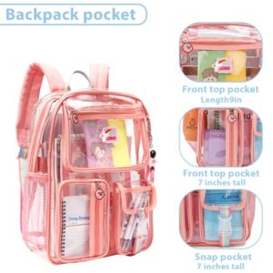 AUOBAG Clear Backpack for Girls Backpacks Elementary Bookbags Middle School bags Women Casual Daypack Send pendant (Pink)