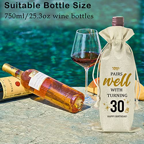 30th Birthday Gift Ideas for Women Men, 30th Thirtieth 30 Years Old Birthday Decorations Wine Bag, Happy 30th Birthday, Pairs Well with Turning 30 Thirty