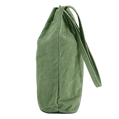 TOPASION Corduroy Tote Bag Cute Tote Bags for Women Shoulder Bag with Inner Pocket for Work Beach Travel and Shopping Grocery (Matcha Green)