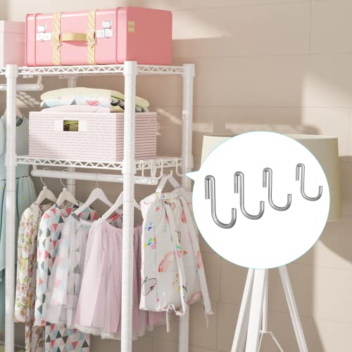 Ulif F1 Garment Rack for Kids, Baby, Students, and Children's Room, 4 Tiers Freestanding and Portable Heavy Duty Closets, Small Metal Clothes Rack with 2 Hanging Rod, 31.2”W x 11.8”D x 48”H, White