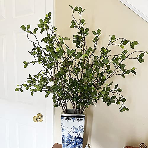 3pcs Artificial Branches Plants Greenery Stems Faux Branches for Vase Plant Artificial Eucalytus Branches Fake Ficus Twig (45"/Each Branch) (Green)