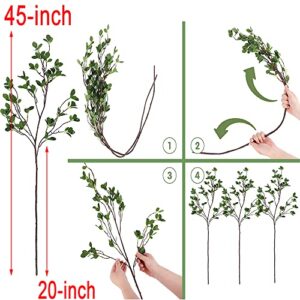 3pcs Artificial Branches Plants Greenery Stems Faux Branches for Vase Plant Artificial Eucalytus Branches Fake Ficus Twig (45"/Each Branch) (Green)