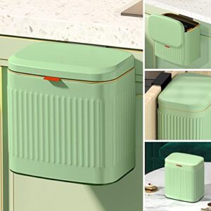 kitchen small trash can with lid, glodeals compost bin countertop, wall-mounted under sink hanging trash bin for kitchen, bathroom, cabinet trash can (1.05 gallon, 4l vintage green)