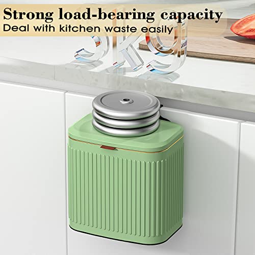 Kitchen Small Trash Can with Lid, GloDeals Compost Bin Countertop, Wall-Mounted Under Sink Hanging Trash Bin for Kitchen, Bathroom, Cabinet Trash Can (1.05 Gallon, 4L Vintage Green)