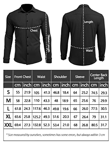 COOFANDY Men's Corduroy Casual Shirts Long Sleeve Button Down Outdoor Light Jackets Black